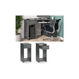 VICCO PC-Schrank Beistellschrank Computerschrank Odin Anthrazit Schublade PC-Fach