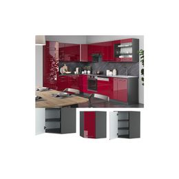 VICCO Eck H&auml;ngeschrank 57 cm Bordeaux Hochglanz K&uuml;chenschrank H&auml;ngeschrank K&uuml;chenzeile Fame-Line
