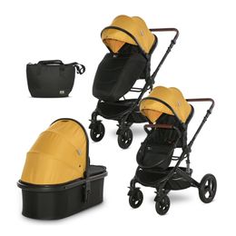 Lorelli Kombikinderwagen Boston 2 in 1 Sportsitz Babywanne M&uuml;ckennetz bis 22 kg gelb
