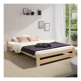 Coemo Bett Classico Holzbett Bettgestell mit Lattenrost Massivholz Kiefer 160x200 cm natur