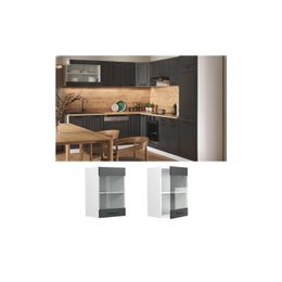 VICCO H&auml;ngeglasschrank K&uuml;chenschrank K&uuml;chenzeile Landhaus R-Line 40 cm Wei&szlig;-Anthrazit