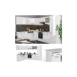 VICCO K&Uuml;CHENZEILE R-LINE ECKK&Uuml;CHE WINKEL K&Uuml;CHE EINBAUK&Uuml;CHE WEISS HOCHGLANZ