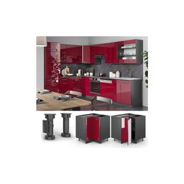 VICCO Eckunterschrank 87 cm Bordeaux Hochglanz K&uuml;chenschrank H&auml;ngeschrank K&uuml;chenzeile Fame-Line