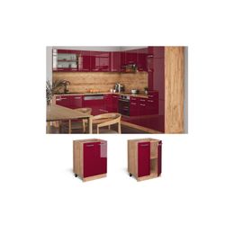 VICCO Unterschrank K&uuml;chenschrank K&uuml;chenzeile R-Line 60 cm Goldkraft Bordeaux