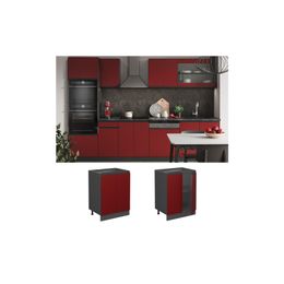 VICCO Unterschrank K&uuml;chenschrank K&uuml;chenm&ouml;bel R-Line J-Shape Anthrazit Rot 60 cm modern