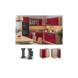 VICCO Eckunterschrank K&uuml;chenschrank K&uuml;chenzeile R-Line 86 cm Eiche Bordeaux T&uuml;r