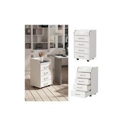Livinity Rollcontainer Gwendolyn, Weiß, 40x65x 36 cm, 4 Schubladen, Büroschrank