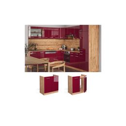 VICCO Sp&uuml;lenunterschrank K&uuml;chenschrank K&uuml;chenzeile R-Line 80 cm Goldkraft Bordeaux