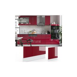 VICCO Geschirrsp&uuml;lerfront 60 cm Bordeaux Hochglanz K&uuml;chenschrank Blende K&uuml;chenzeile Fame-Line