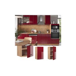 VICCO H&auml;ngeschrank K&uuml;chenschrank K&uuml;chenm&ouml;bel Fame-Line Eiche Rot Bordeaux modern 40 cm K&uuml;che Einbauk&uuml;che H&auml;ngeschrank Dreht&uuml;r Einlegeboden K&uuml;chenzeile Hochglanz