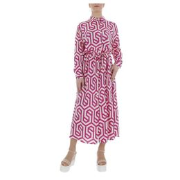 Ital-Design Maxikleid Damen Freizeit Ornamente Blusenkleid in Pink