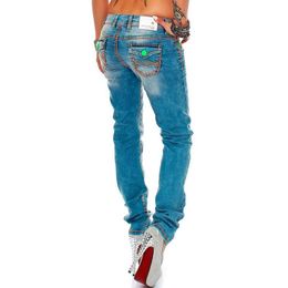 Cipo & Baxx Cipo & Baxx 5-Pocket-Jeans Low Waist Hose BA-CBW0445 Neon Farbige Akzente Stonewashed mit Kontrastnaht