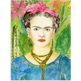 Wandbild Artland "Frida Kahlo II" Bilder Gr. B/H: 60 cm x 80 cm, Alu-Dibond-Druck Bilder von Frauen Hochformat, 1 St., bunt Kunstdrucke