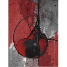 Wandbild Artland "Abstrakt in rot und schwarz" Bilder Gr. B/H: 60 cm x 80 cm, Alu-Dibond-Druck Gegenstandslos Hochformat, 1 St., rot Kunstdrucke