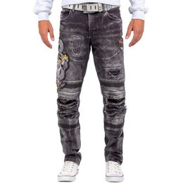 Cipo & Baxx Cipo & Baxx Bikerjeans Freizeit Hose BA-CD486 mit Tiger Drachen Patch am Oberschenkel