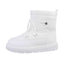 Ital-Design Damen Snowboots Freizeit Snowboots Flach Schnürstiefeletten in Weiß