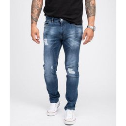 Indumentum Slim-fit-Jeans Herren Jeans Stonewashed Blau IS-304