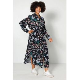 Sara Lindholm Sommerkleid Maxikleid A-Line Blumenmuster Hemdkragen Bindeband