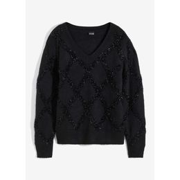 bonprix Jacquard-Pullover mit Glitzereffekt