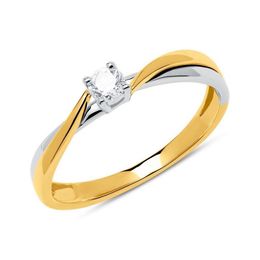 UNIQUE Goldring Verlobungsring 585er Gelb- und Weißgold Diamant (Größe: 52mm)