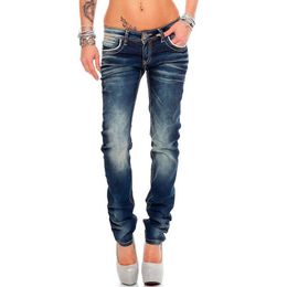 Cipo & Baxx Cipo & Baxx 5-Pocket-Jeans Low Waist Hose BA-WD256 Stonewashed mit Farbigen Nähten in Casual