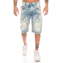 Cipo & Baxx Cipo & Baxx Jeansbermudas Herren Denim Bermuda Capri Jeans mit ausgefallenem Nahtdesign Ausgefallene Waschung und stylische Nahtstruktur
