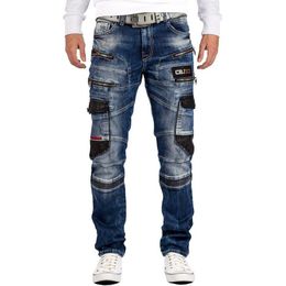 Cipo & Baxx Cipo & Baxx Bikerjeans BA-CD561 Herren Jeans Freizeithose im Bikerstyle mit roten Teilbereichen im Cargo Stil