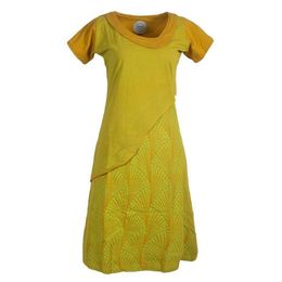 Vishes Tunikakleid Kurzarm Lagenlook Kleid Streifen Punkte Muster Boho