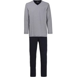 Tom Tailor Pyjama Pure Cotton Herren Schlafanzug mit gestreiftem Oberteil aus reiner Baumwolle