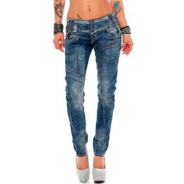 Cipo & Baxx Cipo & Baxx Slim-fit-Jeans Low Waist Hose BA-WD245 mit Ziernähten und Markenlogo Stonewashed