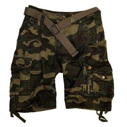 RMK Cargoshorts Herren Short Shorts Bermuda kurze Hose Army Tarn Set Cargo + Gürtel aus Baumwolle