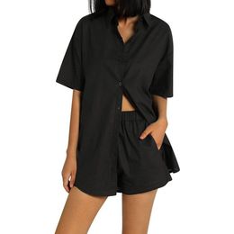 ZWY Relaxanzug Damen Sportanzüge 2 Stück Set Outfit Langarm Kordelzug Shorts Pyjama