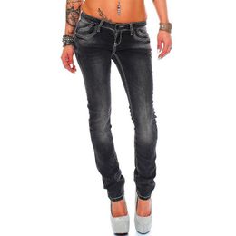 Cipo & Baxx Cipo & Baxx Slim-fit-Jeans Low Waist Hose BA-C46007 mit Stretch und Weißer Kontrastnaht in Schwarz