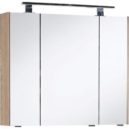 Spiegelschrank Marlin "3400" Schränke Gr. B/H/T: 82 cm x 73,4 cm x 13,2 cm, 3 St., beige (eiche struktur nachbildung) Bad-Spiegelschränke