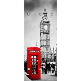 Garderobenleiste queence "London" Garderobenhalter Gr. B/H/T: 50 cm x 120 cm x 10 cm, grau (grau, rot) Haken
