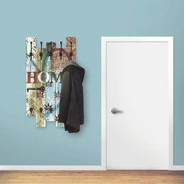 Garderobenleiste Artland "Buntes zu Hause in taktvollen Farben" Garderobenhalter Gr. B/H/T: 63 cm x 114 cm x 2,8 cm, bunt Haken