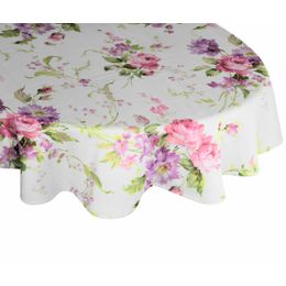 Tischdecke WIRTH "MONTROSE" Tischdecken Gr. B/L: 130 cm x 190 cm, oval, bunt (rosé, lila) Tischdecken