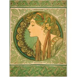 Wandbild Artland "Lorbeer. 1921" Bilder Gr. B/H: 90 cm x 120 cm, Alu-Dibond-Druck Frau, 1 St., grün Kunstdrucke