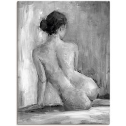 Wandbild Artland "Figur in schwarz & weiß I" Bilder Gr. B/H: 90 cm x 120 cm, Leinwandbild Frau Hochformat, 1 St., grau Kunstdrucke