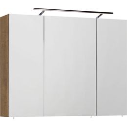 Spiegelschrank Marlin "3040" Schränke Gr. B/H/T: 90 cm x 74 cm x 20 cm, 3 St., braun (eiche struktur braun) Bad-Spiegelschränke