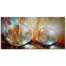 Glasbild Artland "Lichtfänger" Bilder Gr. B/H: 100 cm x 50 cm, Glasbild Gegenstandslos Querformat, 1 St., beige (naturfarben) Glasbilder