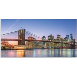 Wandbild Artland "Skyline New York City" Bilder Gr. B/H: 100 cm x 50 cm, Alu-Dibond-Druck New York Querformat, 1 St., blau Kunstdrucke