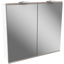 Spiegelschrank Fackelmann "Lima" Schränke Gr. B/H/T: 80 cm x 73 cm x 15,5 cm, 2 St., weiß (weiß, steinesche) Bad-Spiegelschränke
