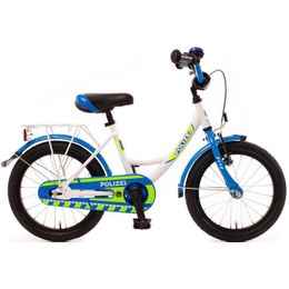 Bachtenkirch Kinderfahrrad Kinderfahrrad "POLIZEI" kristall-weiß/blau/neon, 1 Gang, ohne Schaltung, weiß