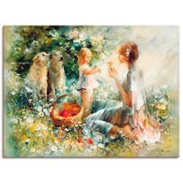 Wandbild Artland "Picknick" Bilder Gr. B/H: 120 cm x 90 cm, Leinwandbild Gruppen & Familien Querformat, 1 St., beige (naturfarben) Kunstdrucke