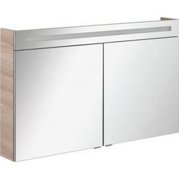 Spiegelschrank Fackelmann "CL 120 - Alaska-Esche" Schränke Gr. B/H/T: 120 cm x 71 cm x 16 cm, 2 St., silberfarben Spiegelschrank mit Beleuchtung Spiegelschränke Schränke