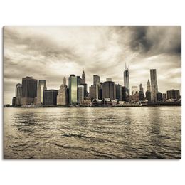 Wandbild Artland "Lower Manhattan Skyline" Bilder Gr. B/H: 120 cm x 90 cm, Leinwandbild Amerika Querformat, 1 St., beige (natur) Kunstdrucke