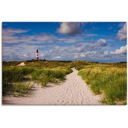 Wandbild Artland "Strandweg zum Leuchtturm - Insel Amrum" Bilder Gr. B/H: 90 cm x 60 cm, Leinwandbild Küste, 1 St., bunt Kunstdrucke