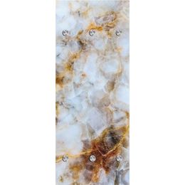 Garderobenleiste queence "Muster marmoriert" Garderobenhalter Gr. B/H/T: 50 cm x 120 cm x 10 cm, goldfarben (goldfarben, weiß, grau) Haken