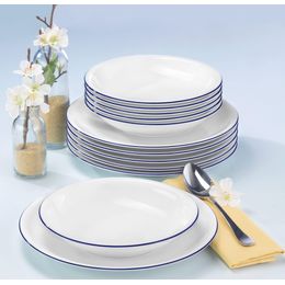 Tafelservice Seltmann Weiden "Teller Set, Geschirr-Set Compact Blaurand" Geschirr-Sets Gr. 12 tlg., weiß (weiß, blau) Tafelservice